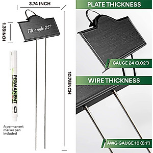 Metal Plant Labels Weatherproof 25 Pack, Stainless Steel 304 Garden Label Markers Outdoor for Plants Vegetables Herb Seedlings Flowers with a Pen, Label Area 3.74'' x 1.39'' Height 10.75 Inch