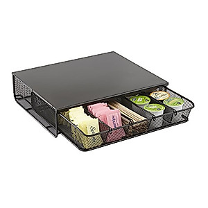 Safco Products 3274BL Onyx Mesh Hospitality Organizer, 1 Drawer, Black, 12 ½"W x 11 ¼"D x 3 ¼"H