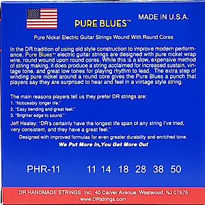 DR Strings Pure Blues Pure Nickel Wrap Round Core 11-50