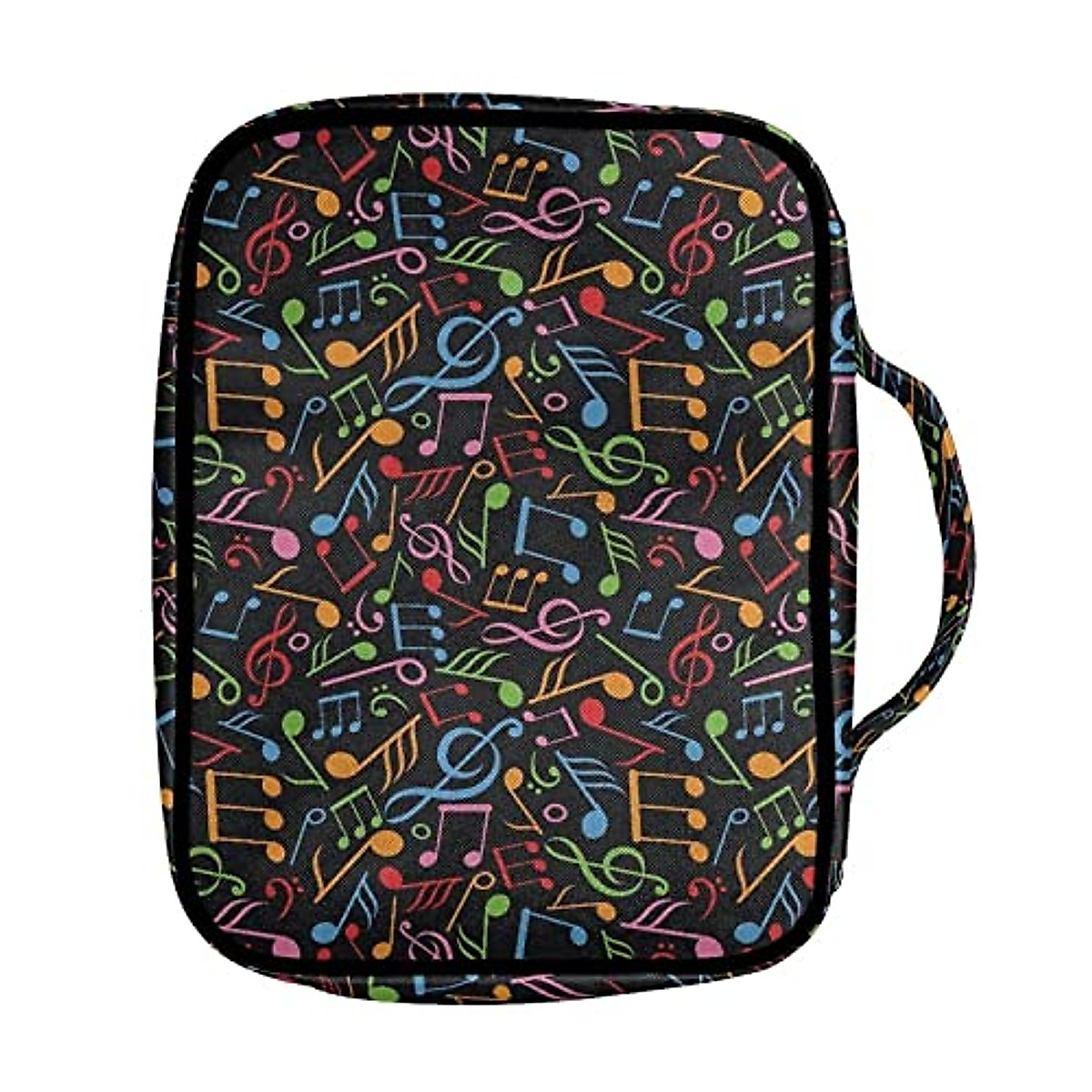 xixirimido Music Note Bible Cover for Women Girls Cases Portable Handbag Durable Large Capacity with Handle and Zipper Pocket Bookmark for Bible Study