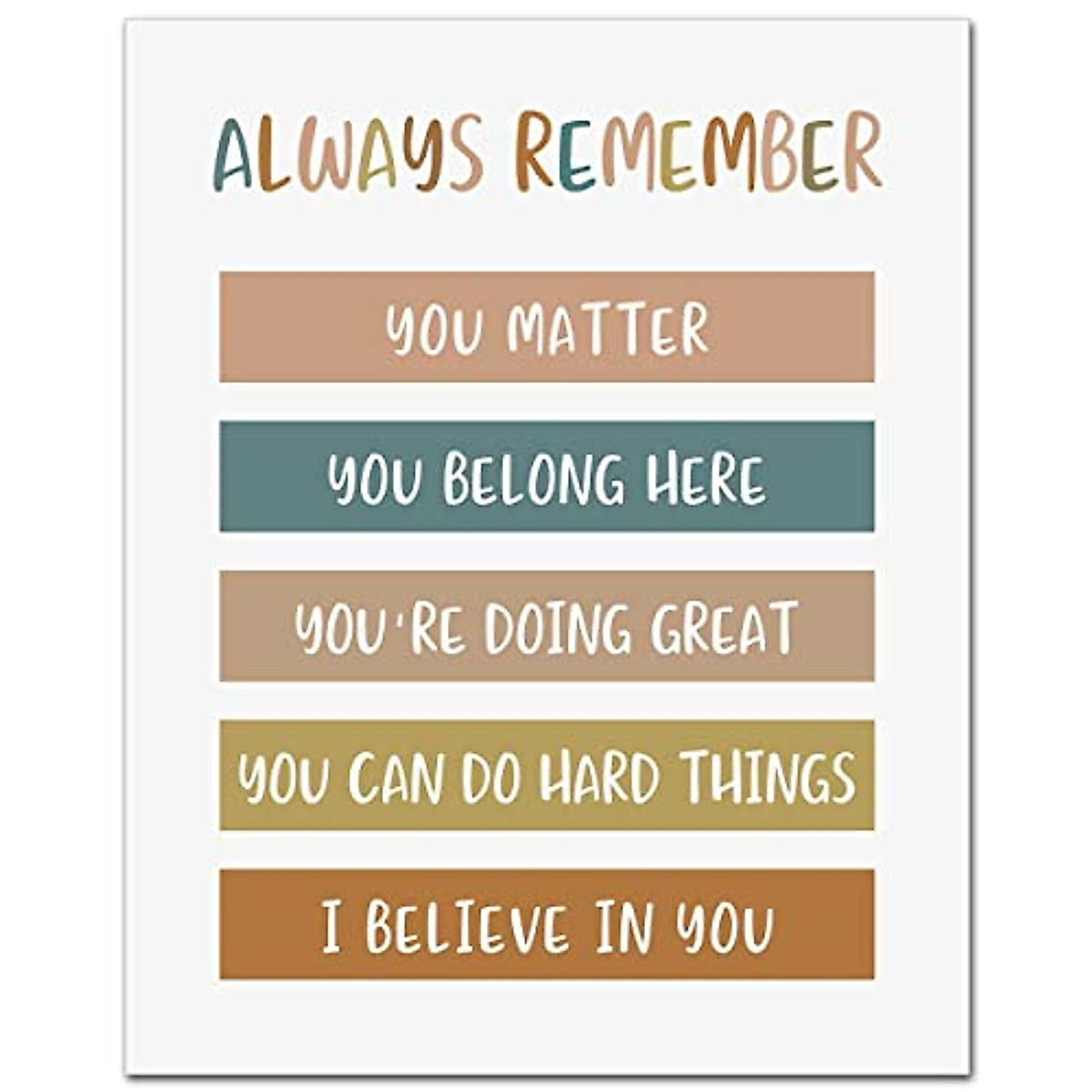 Always Remember, You Matter, Boho Classroom Decor, Motivational Poster, Welcome To Classroom Sign, Affirmation Wall Art, Playroom Decor, Child Art, 8x10 inch - UNFRAMED