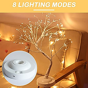 Tabletop Bonsai Tree Light,108L LED Tree Lamp,Fairy Light Tree with 8 Modes & 6 Hrs Timer,Artificial Tree with Lights USB & Battery Operated,Lighted Birch Tree Indoor for Home Decoration (Warm Glow)