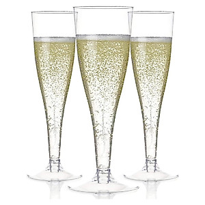 24 Plastic Champagne Flutes Disposable | Clear Plastic Champagne Glasses for Parties | Clear Plastic Cups | Plastic Toasting Glasses | Mimosa Glasses | New Years Eve Party Supplies 2023