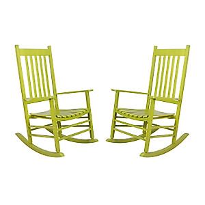 Shine Company Vermont Rocking Chairs, Outdoor Front Porch Rocker Set of 2, Lime