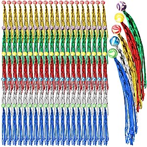 Leyndo 100 Pcs Comet Balls Rubber Bouncy Balls Bulk with Colorful Streamers Mini Ball with Tail for Birthday Party Favors Piñata Goodie Bag Stuffers, Assorted Colors