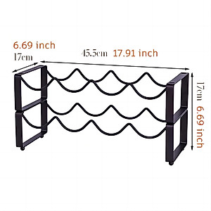 2-Tier Stackable Freestanding Wine Rack,Standing Bottles Holder Organizer,Wine Storage Shelf,Tabletop Stackable Wine Rack,Perfect for Bar,Wine Cellar,Basement,Cabinet,Pantry, etc,Hold 8 Bottles,Bronze