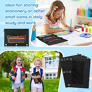 Tinlade 100 Pcs 3 Ring Binder Pencil Pouches Zipper Pouches Case with Mesh Window Ring Binder Pencil Bags Case for Christian Charity Donation Supplies