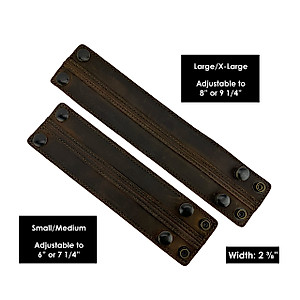 Anthology Gear Stylish Leather Cuff Bracelet Full Grain Wide Wristband For Men and Women (Unisex) Adjustable to 6" or 7 1/4" (Whiskey Brown, Small/Medium)
