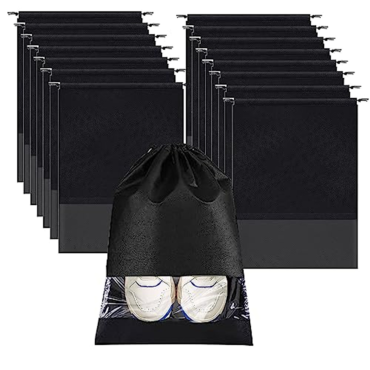 Swingers 16PCS Shoe Bags for Travel, Large Portable Travel Shoe Bags with Rope, space-saving dust-proof Non-Woven Shoes storage bag, for Packing, Shoes Organizers for Men And Women