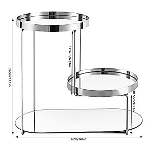 Bathroom Counter Organizer 3 Tier Makeup Shelf Organizer Vanity Organizer Cosmetic Storage Metal Display Rack with Glass Trays Home Storage Holder for Bathroom Kitchen Bedroom (Silver)