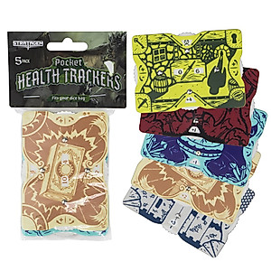 Stratagem 5-pack Pocket Health Trackers, Track Character HP, Bonuses, and Conditions for Tabletop Role-playing Games, Fits in a Dice Bag