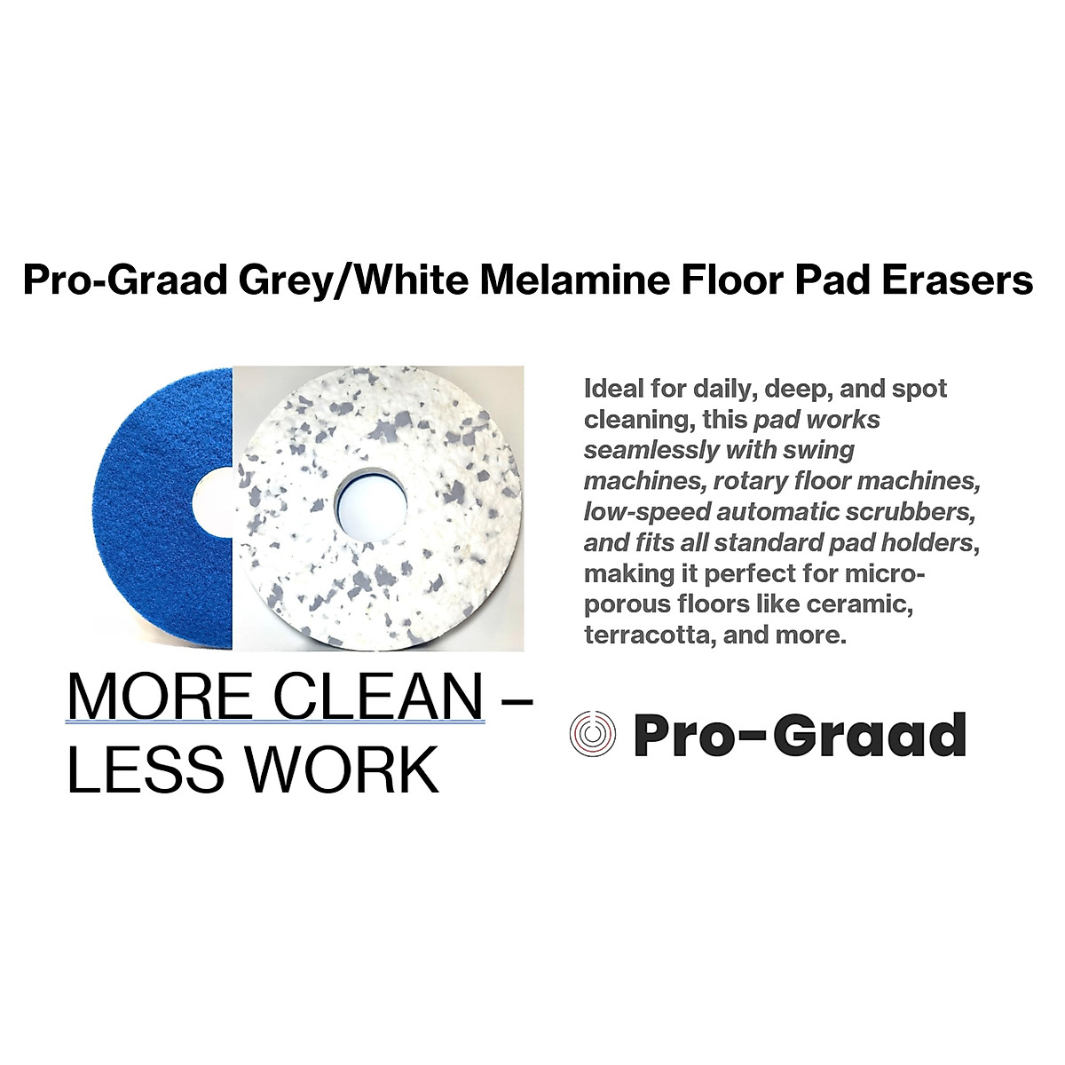 Pro-Graad 13” 330mm Grey/White Melamine Eraser Floor Pad, 68482, 5 Pack