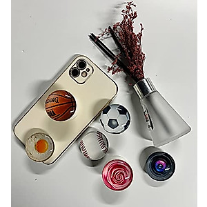 WUYULB Clear Glitter Pink Rose Flower Design Expandible Collapsible Mobile Phone Grip Cell Phone Stand Holder for Smartphones Cellphone Accessory