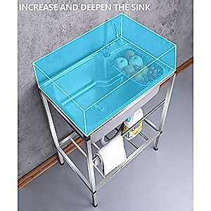 Stainless Steel Outdoor Single Bowl Station Utility Sink,Commercial Restaurant Sink,Drainer Kitchen Restaurant Storage Shelf,for Kitchen Bathroom Restaurant Farmhouse Laundry. ( Color : Cold alone , S
