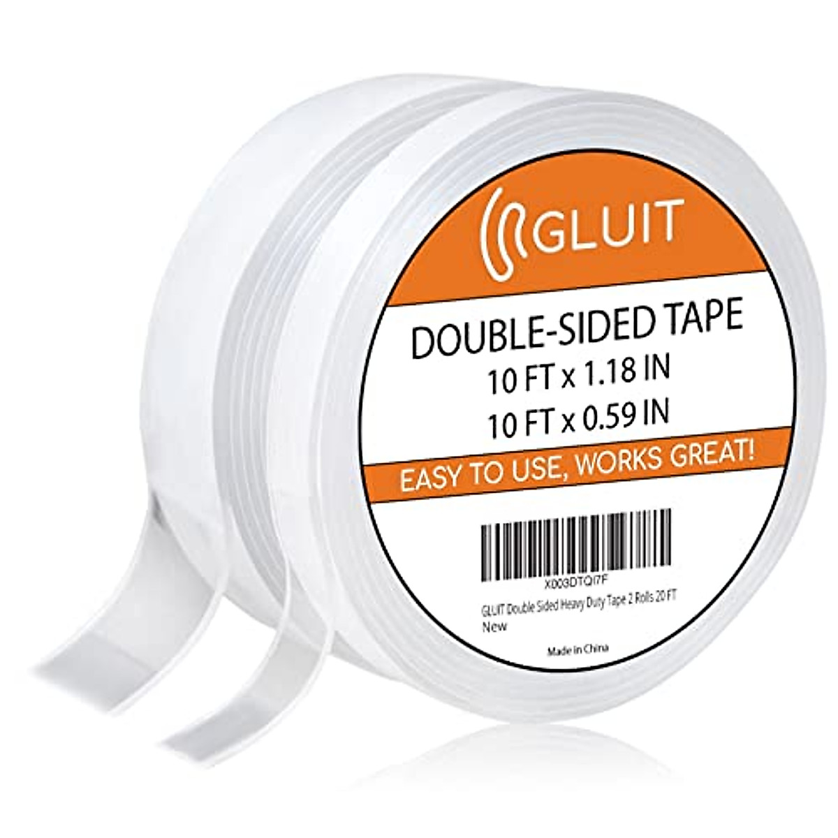 GLUIT Large Adhesive Hooks 12 Pack and Double Sided Tape Heavy Duty 2 Rolls 20 FT