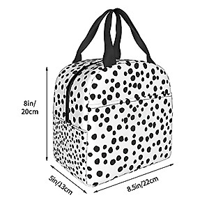Algranben Polka Black Dots Lunch Bags for Teens Boys Girls Men Women, Reusable Aesthetics Lunch Box Containers Insulated Cooler Tote Bag