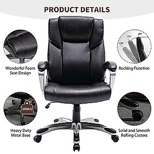 JC Home Executive Swivel Desk Silver Finished Padded Armrest and Chrome Frame Office Chair (Brown)
