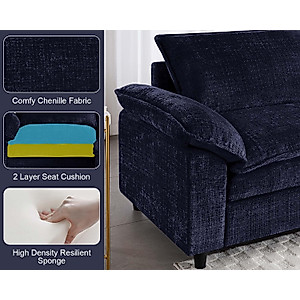 Suheww Cloud Sofa sectional Modular Loveseat Sofa couches, 86.6" Modern 2-Seat Convertible Loveseat Sofa with Ottoman, Comfy L-Shaped Extra Deep Seat Sofa Couch for Living Room Apartment（Blue