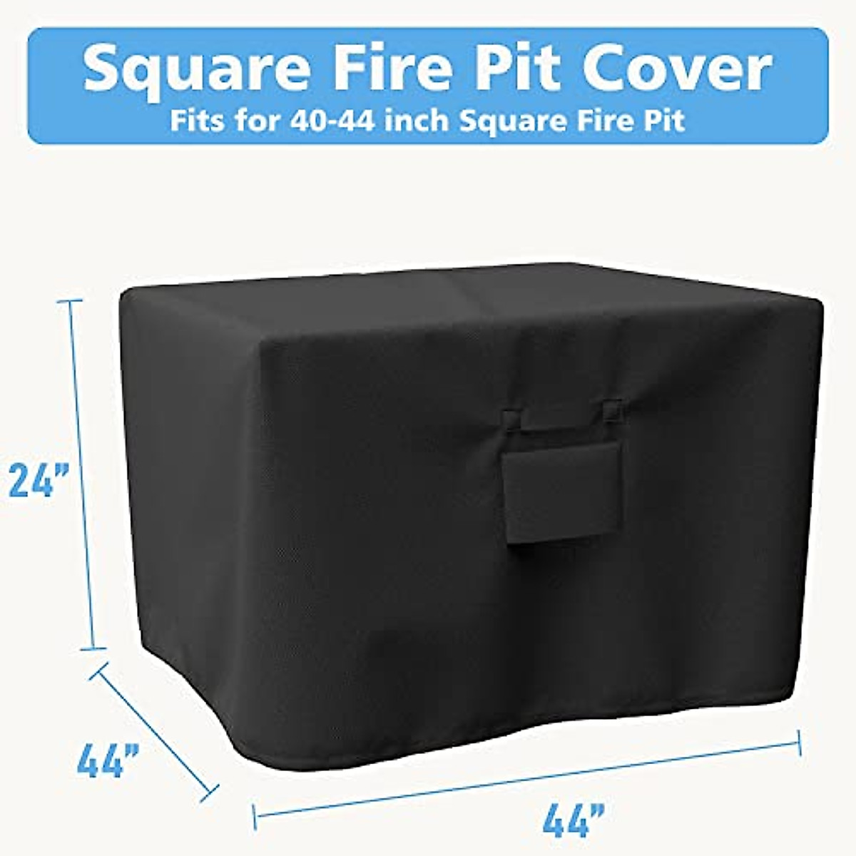 GASPRO 44'' Fire Pit Cover Square, Waterproof Square Fire Table Cover, Fits for 42-44 Inch Fire Pit, 44W x 44D x 24H Inches