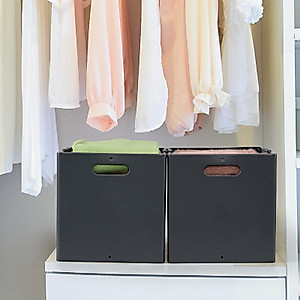 Ziglous 13 Inches Plastic Foldable Cube Storage Bins, Collapsible Storage Cubes, Gray, 4 Packs