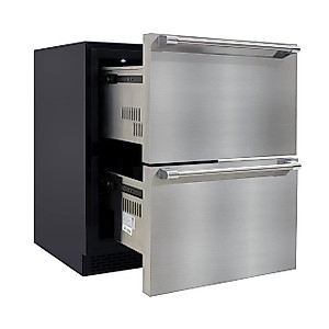 Brama Undercounter Drawer Refrigerator Freezer Built-In or Freestanding Indoor or Outdoor Use, Stainless Steel 4.9 Cu.Ft. Beverage Fridge, 24-Inch, Metallic