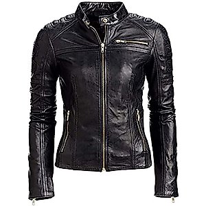 Womens Genuine Lambskin Leather Jacket | Classic rider leather jacket | Black Leather Jacket Women | Womens Leather Jacket