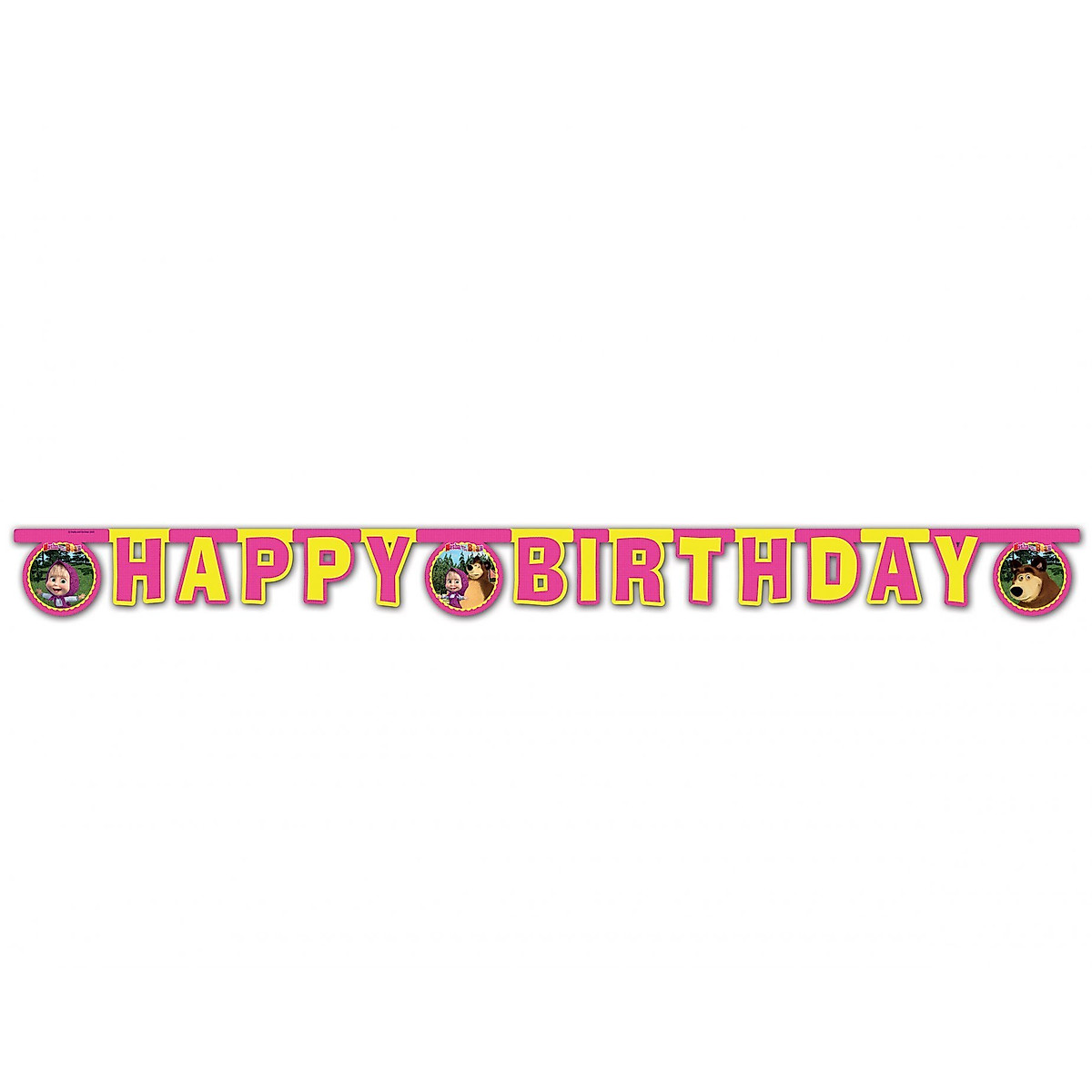 Procos 86564 – "Happy Birthday" Banner Masha and the Bear, 2.4 m, Multi-Colour