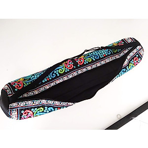 Yoga Mat Handmade Fabric Bag Accessory Blue Carrier Gym Tribal Art Thai Craft 5