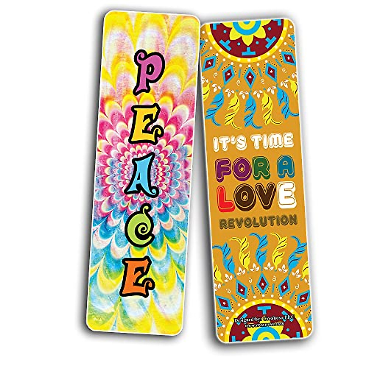 Creanoso Hippie Retro 60's Bookmarks (2-Sets X 6 Cards) – Daily Inspirational Card Set – Interesting Book Page Clippers – Great Gifts for Kids and Teens