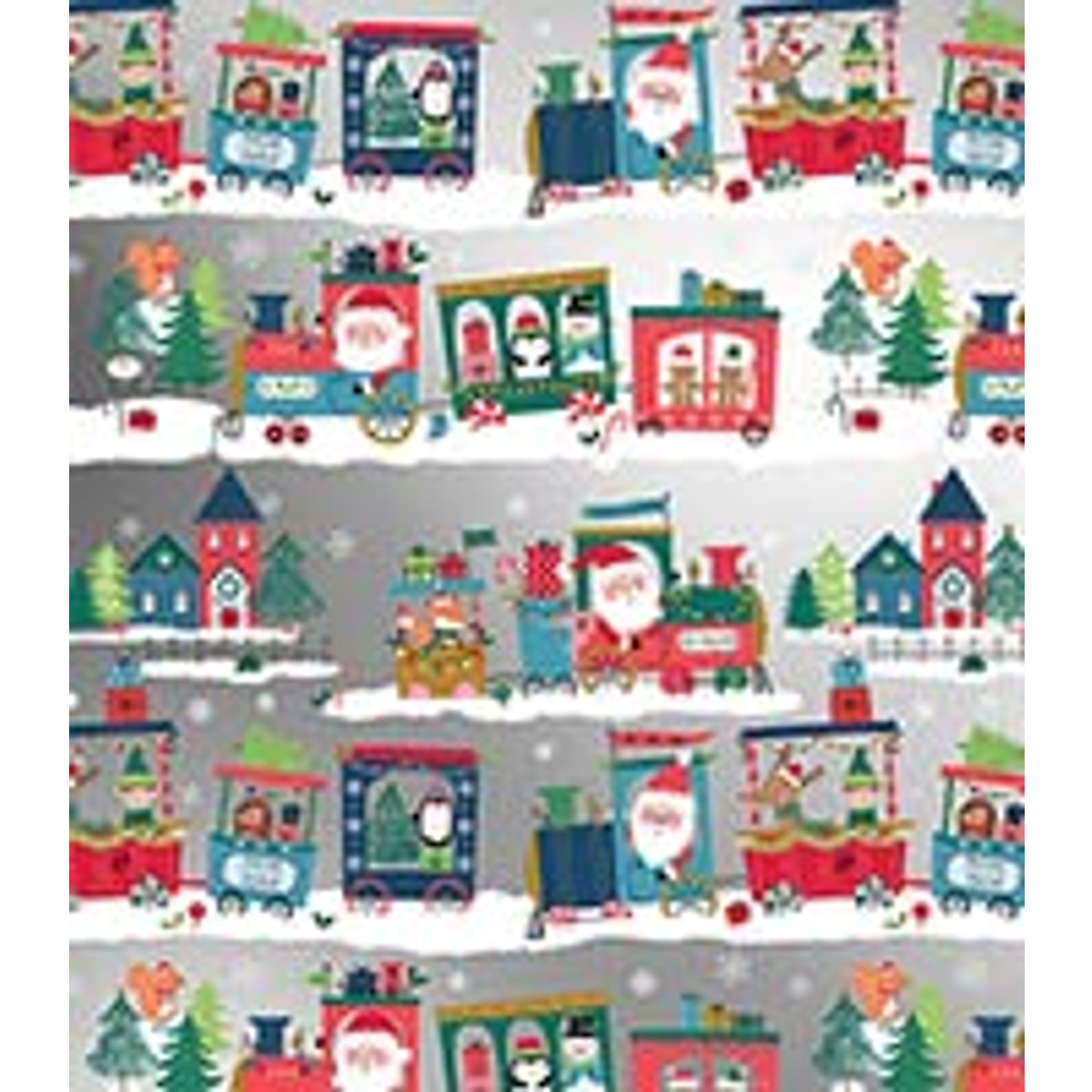 Party Explosions Christmas Trains Wrapping Paper (Roll 24" x 15')