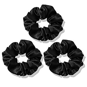 OLESILK 100% Silk-Scrunchie for Women, Silk Hair Scrunchies for Curly Hair, Silk Hair Ties, Elastics Ponytail Holder, 3 Piece