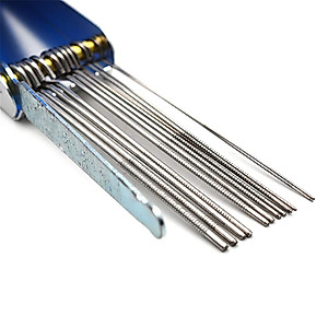 SAPHUE Guitar Nut File Set and Bridge Saddle Fret Nut Slotting Files Set for Gibson Electric Guitar Acoustic Guitar Ukulele Bass Banjo Mandolin with 13Pcs Needles and 1Pcs flat file Repair Tools