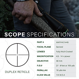 Mueller Optics MAPV451440, All Purpose Scope, 4.5-14 x 40, 1in Tube Size, Wide-Angle Field of View, Water-Proof, Fog-Proof and Shock-Proof