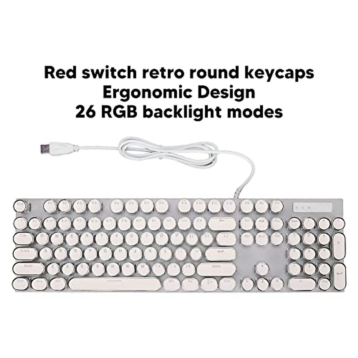 Mechanical Gaming Keyboard, Mechanical Keyboard RGB Backlight Ergonomic Design 104 Keys Typewriter Style for Office Red Switch