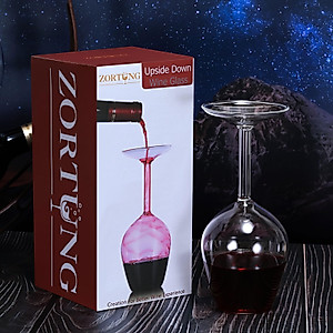 ZORTUNG Upside Down Wine Glass Unique Cute Fancy and Funny Red and White Long Stem Wine Glasses Fun and Cool Wine Gift for Women Or Men for Birthday and Holidays and for Party or Wedding 14 Fl Oz