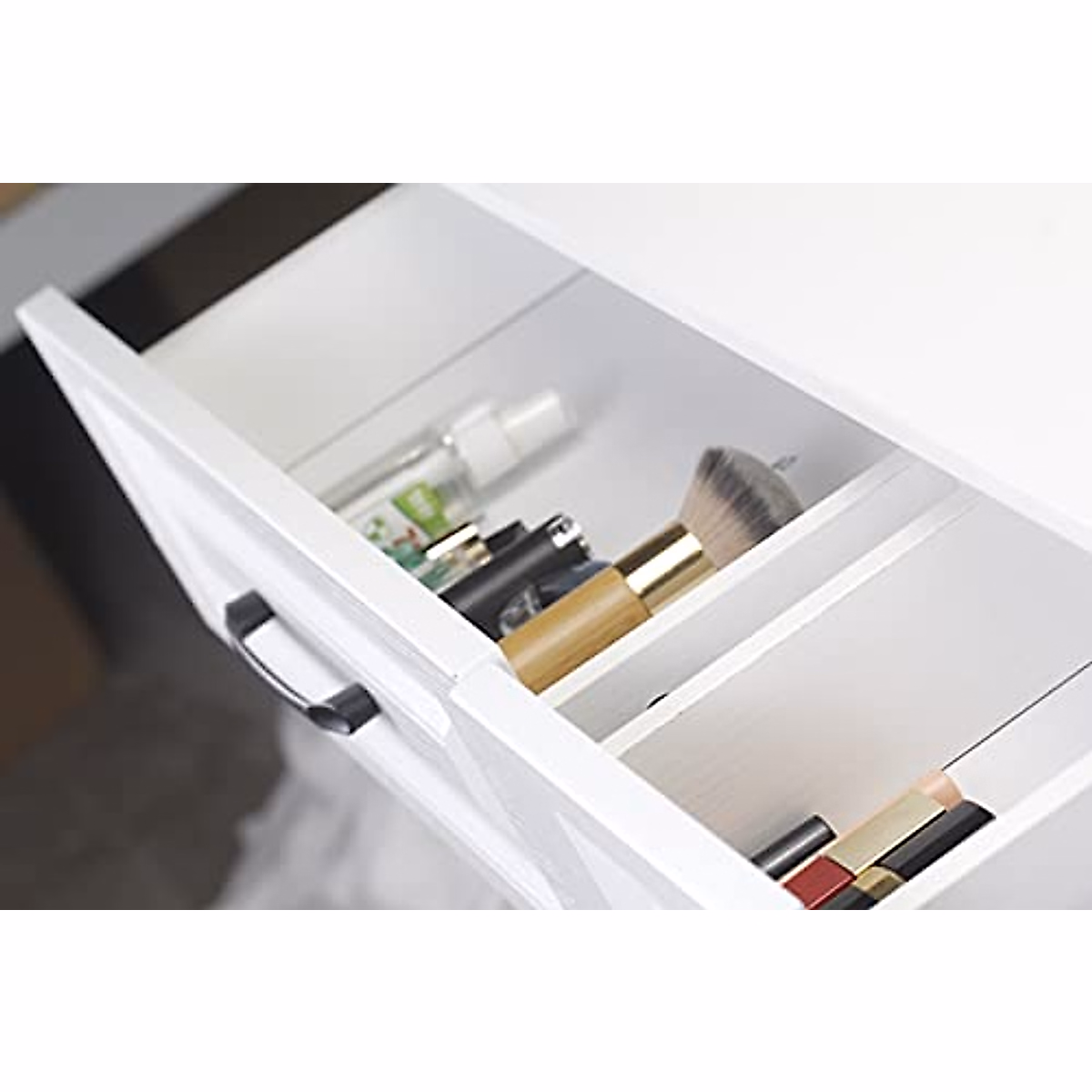 Jinruis Vanity Set Dressing Table with Lighted Makeup Mirror, Modern Vanity Table Desk with Storage Drawers and Stool for Bedroom, White