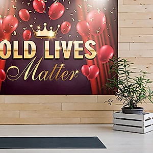 Old Lives Matter Backdrop Banner Decor Red and Black - Funny Happy Birthday Party Theme Decorations for Men Dad Grandpa Supplies