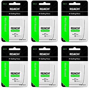 REACH Mint Waxed Floss 55 Yards (Pack of 6)