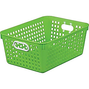 Really Good Stuff - 666014 Plastic Storage Baskets for Classroom or Home Use – Stackable Mesh Plastic Baskets with Grip Handles – Bright Neon Colors – 13" x 10" (Set of 6)