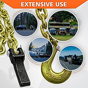 YATOINTO 2-Pack Grade 80 Trailer Safety Chain 35 Inch with 5/16'' Clevis Snap Hook and Chain Retainer | Transport Chain WLL 5,300 lbs for Towing