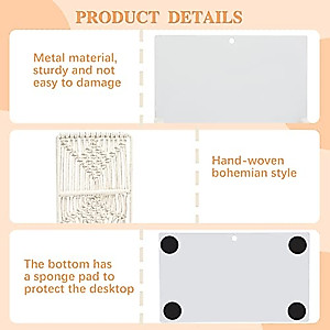 2 Pieces Boho Macrame Bookends Metal Book Stopper Farmhouse Modern Decorative Book Ends Movies CD Book Holders for Office Home Book Shelf (7.9x5.9x3.6 inch)