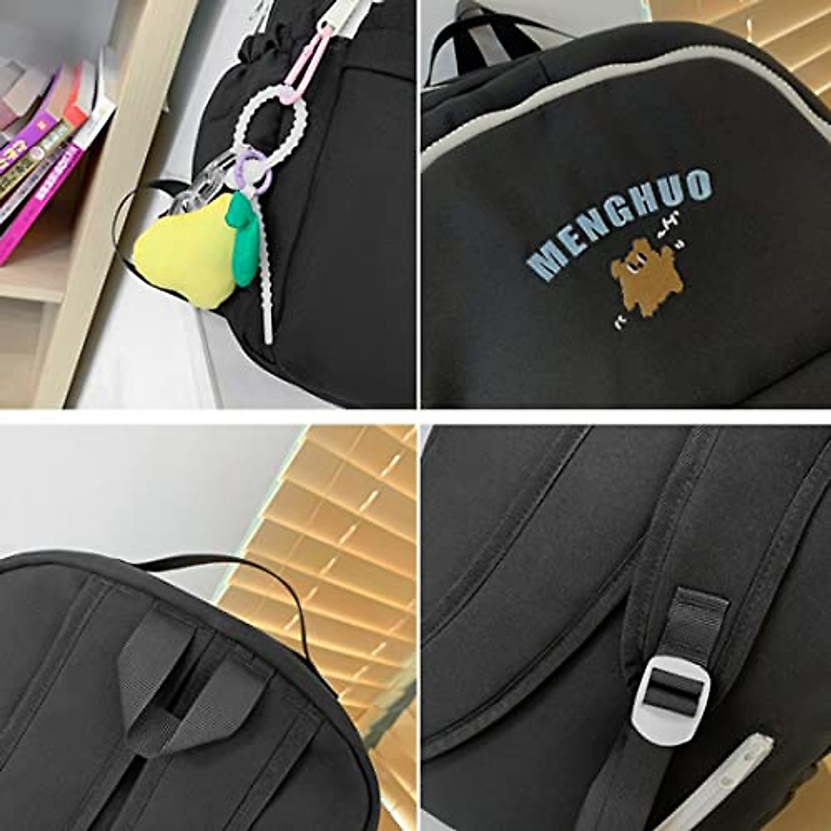 Aiyify Cute Backpack Kawaii Backpack for School Aesthetic Backpack Kawaii School Supplies Cute Backpacks with Accessories (White)