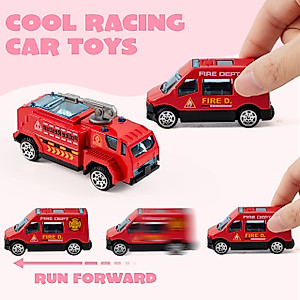 JOYIN 28 Packs Valentines Day Cards with DieCast Fire Rescue Vehicles Toys for Kids Valentine Party Favor, Classroom Exchange Prize and Gifts for Boys, Valentine’s Greeting Cards