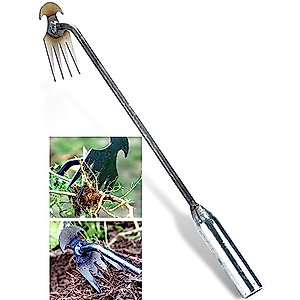 New Weeding Artifact Uprooting Weeding Tool, 16" Weed Puller, 4 Teeth Manganese Steel Forged Hand Weeder, Dual Purpose Hand Remover for Garden Yard Farm Weed Removal for Garden Yard Farm Weed Removal