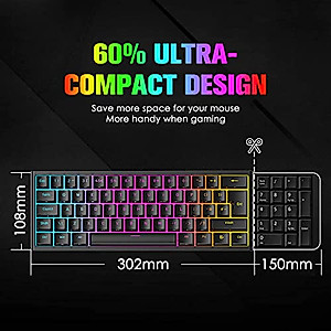 60% Gaming Keyboard and Mouse Combo with Wired RGB Backlight Mechanical Keyboard,12000 DPI Lightweight Gaming Mouse,Gaming Mouse pad for PC Gamers and Xbox and PS4 Users (Black)