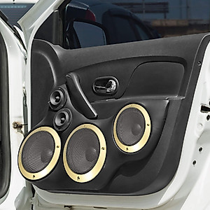 X AUTOHAUX 2pcs 6.5" Gold Tone Car Audio Speaker Cover Mesh Subwoofer Grill Horn Glossy Guard Protector