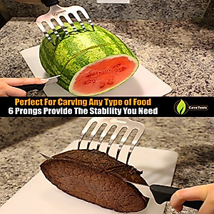 Cave Tools Metal Meat Claws for Shredding Pulled Pork, Chicken, Turkey, and Beef- Handling & Carving Food - Barbecue Grill Accessories for Smoker, or Slow Cooker (Rake Grip)