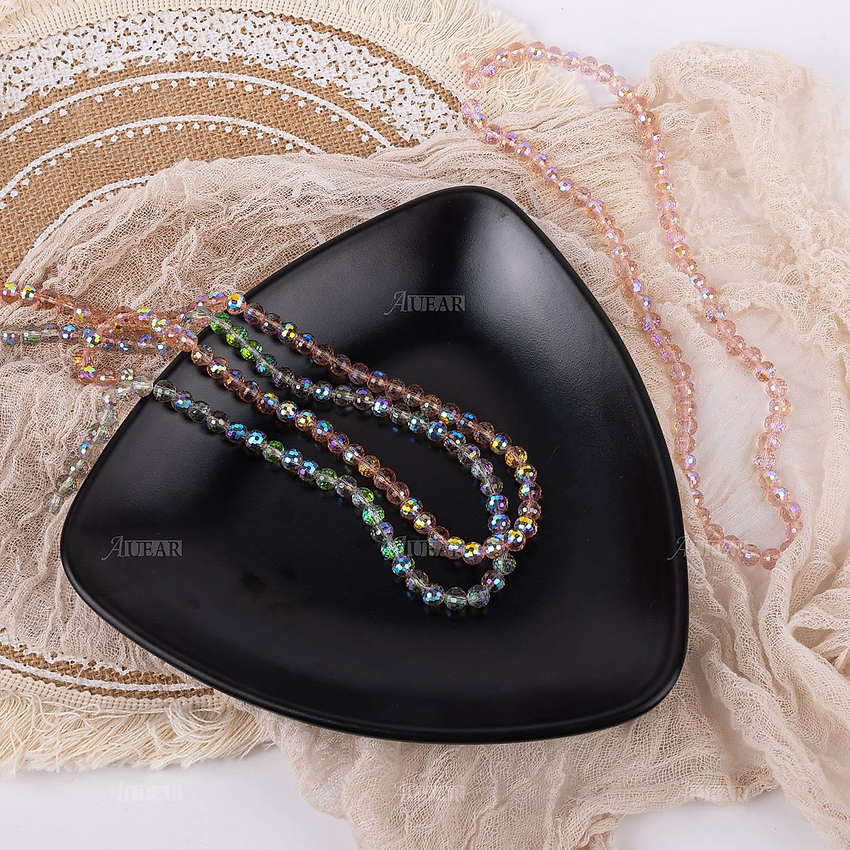 AUEAR, A5 Melamine Trinket Dish Decorative Jewelry Tray Dish Ring Holder Organizer for Jewelry Keys Food Safe Dishware Black (Triangle)