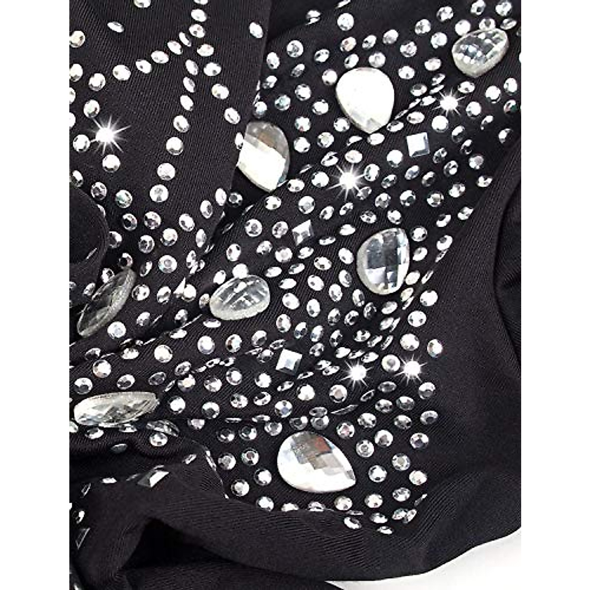 Sedrinuo Women Club Outfits Long Sleeve Bodycon Jumpsuits High Neck Sparkly Rhinestone Romper