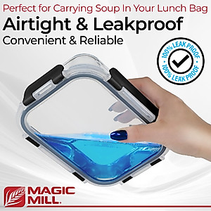 Magic Mill Glass Storage Containers with lids Set | Ultimate 24pc Set with BPA-Free Airtight Locking Lids for Lunch, Food Storage, Meal Prep, Safe in Fridge, Freezer, Dishwasher Safe for Easy Clean